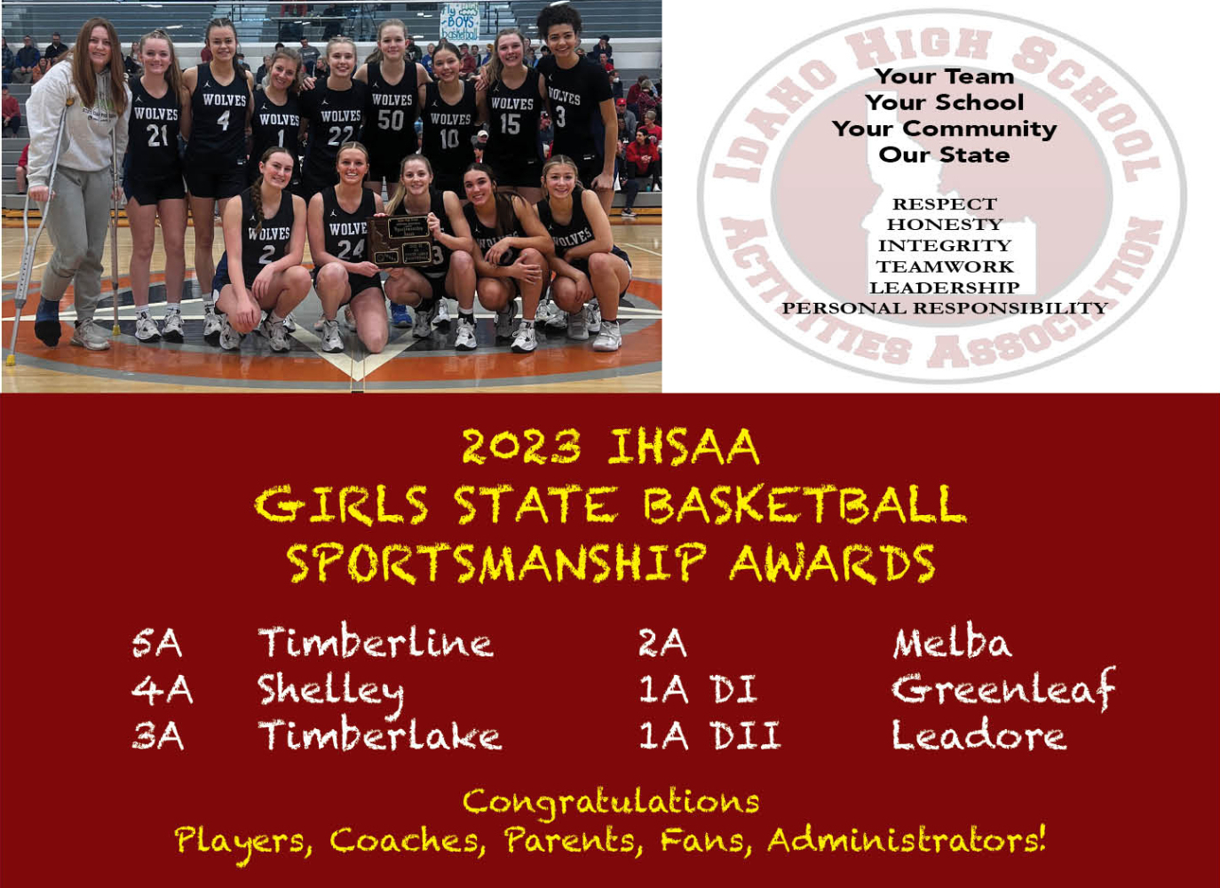 Sportsmanship | IHSAA - Idaho High School Activities Association